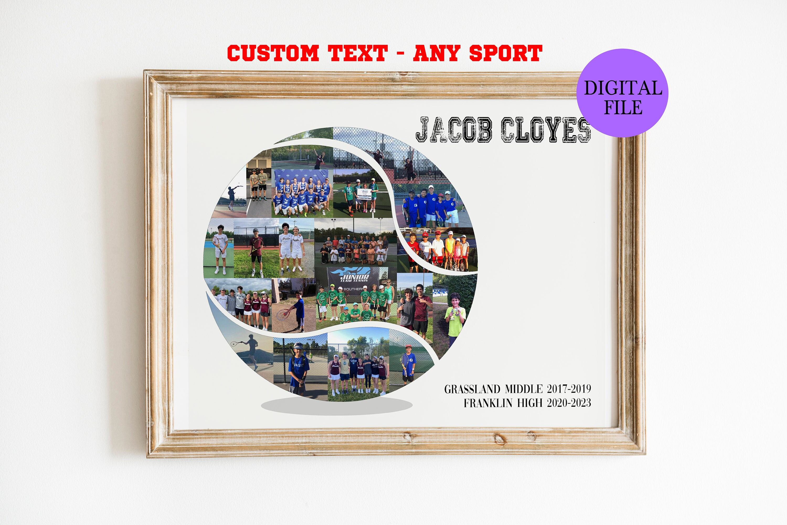 PRINTABLE Tennis Photo Collage, Coach Gift, Tennis Senior Night Gift ...