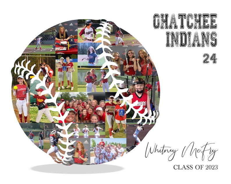 PRINTABL Baseball Photo Collage, Coach Gift, Softball Senior Night Gift ...