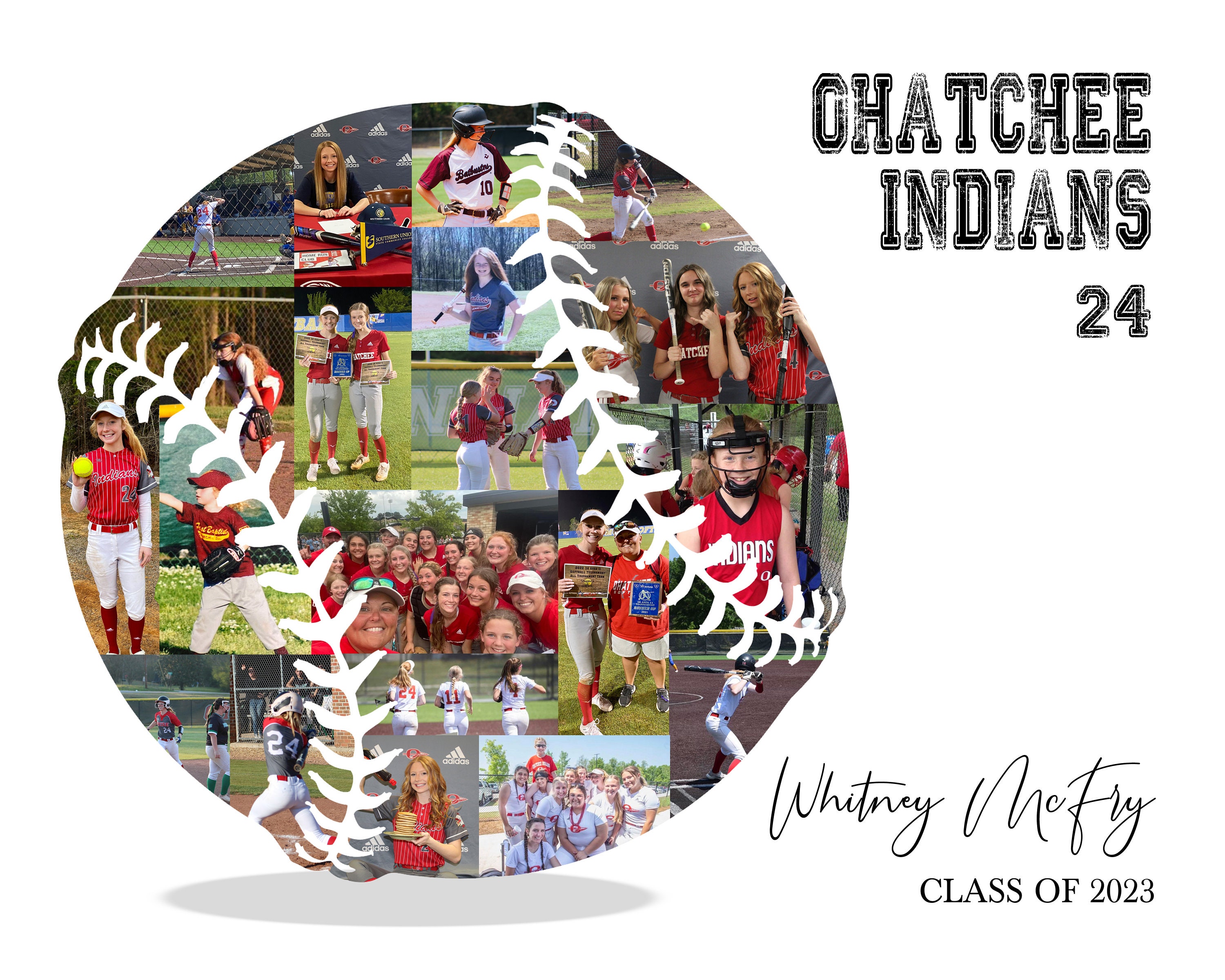 PRINTABL Baseball Photo Collage, Coach Gift, Softball Senior Night Gift ...