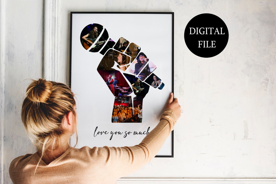 Microphone Photo Collage, Birthday Gift, Singer Collage, Vocalist Photo ...