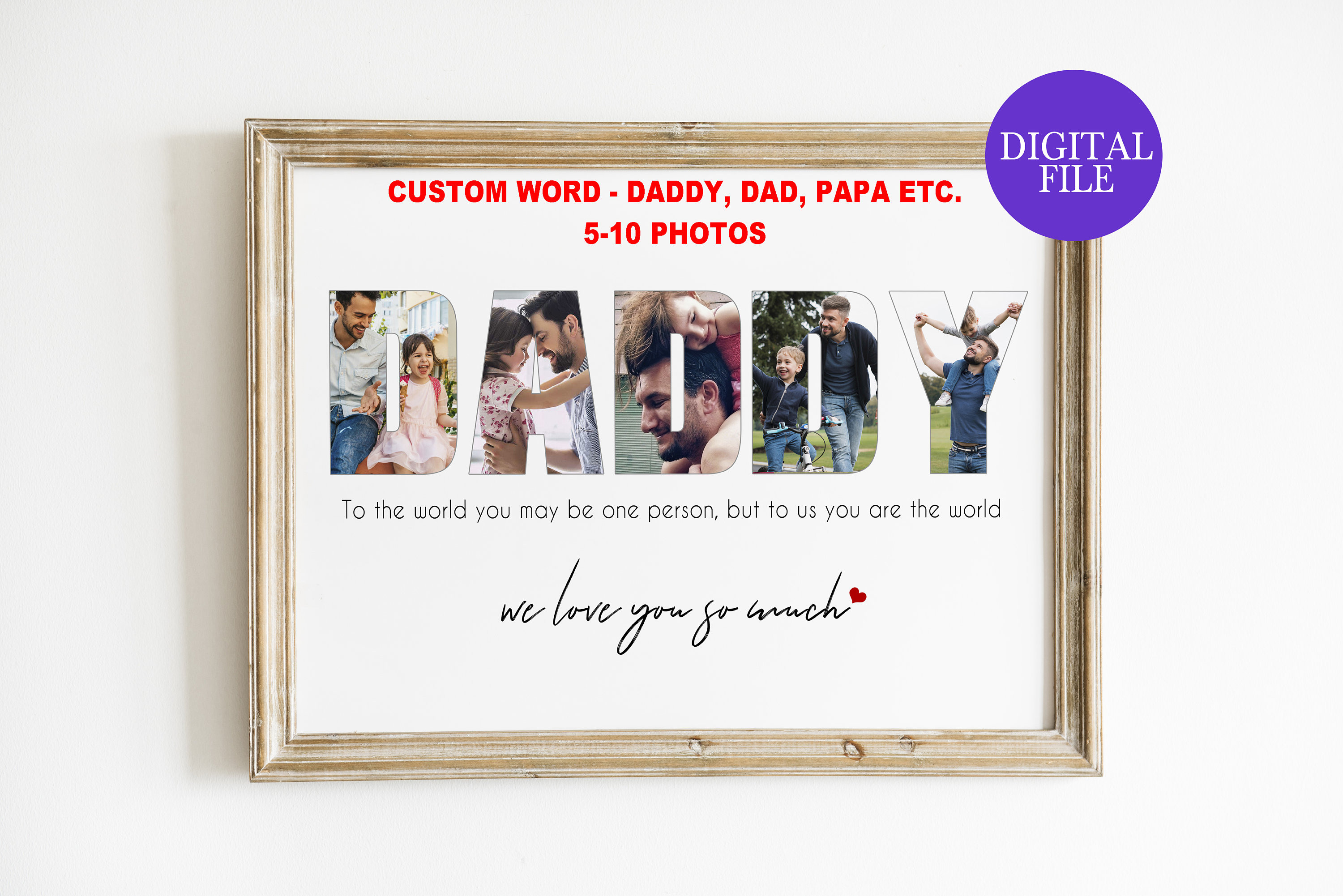 PRINTABLE Daddy Fathers Day Gift Collage Daddy Photo Collage - Etsy