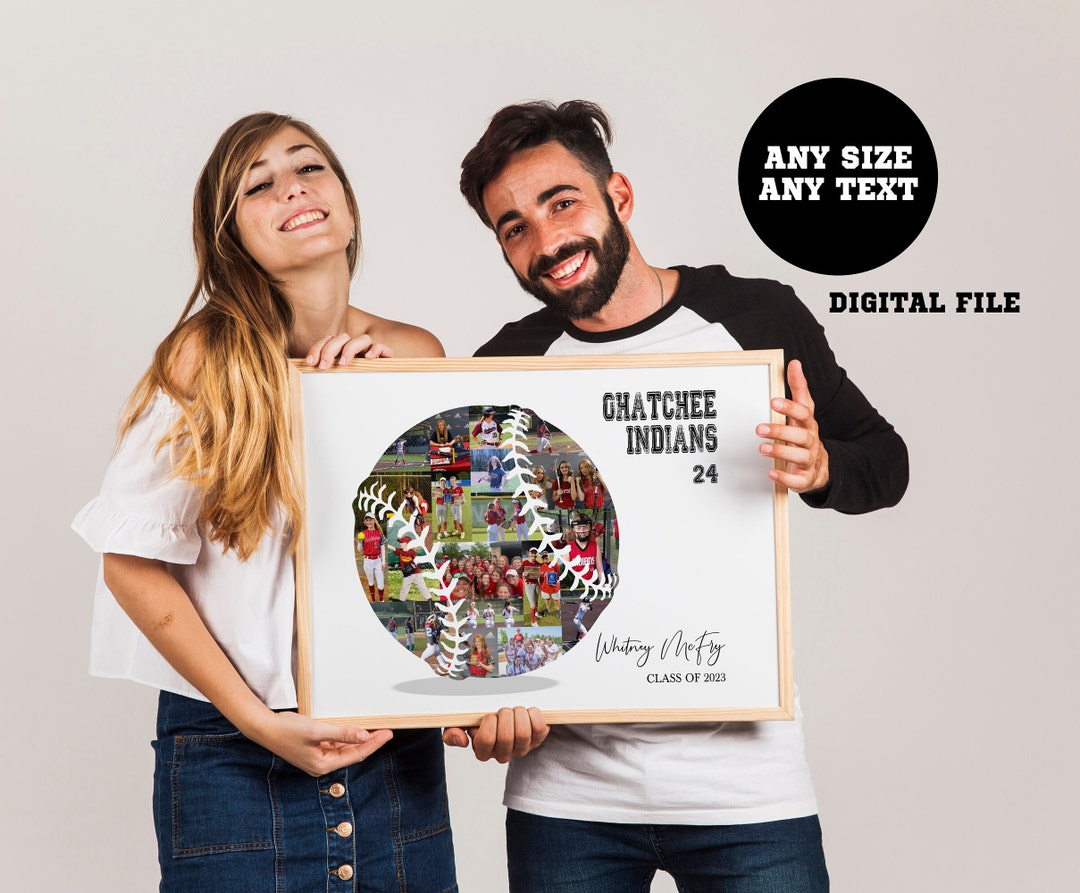 PRINTABL Baseball Photo Collage, Coach Gift, Softball Senior Night Gift ...