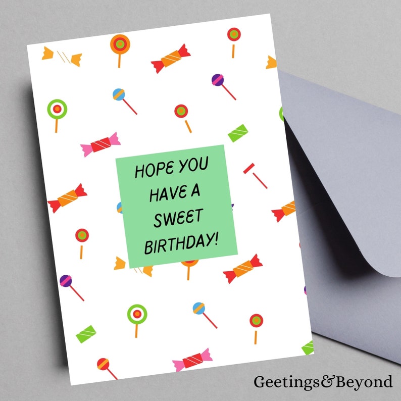 Candy Birthday Card: Printable 5x7 Blank Card (digital Download) - Etsy