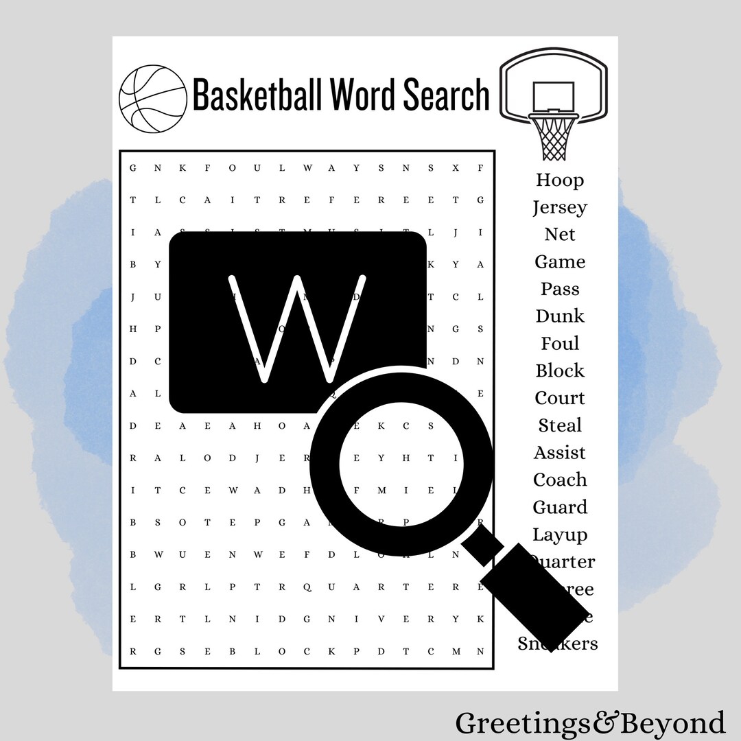Basketball Word Search, Printable Digital Download Word Search, Answer ...