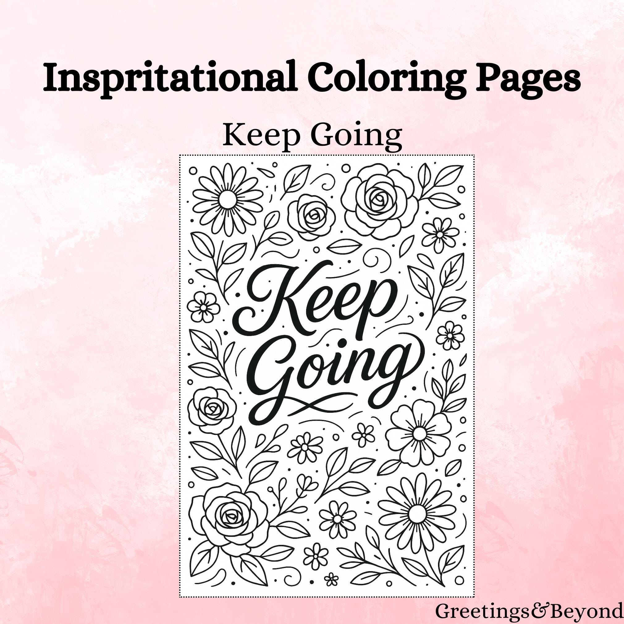 Printable Inspirational Coloring Pages Bundle, Floral Designs With ...