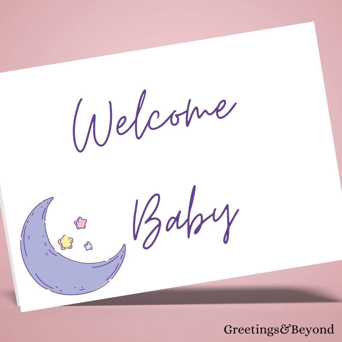 Welcome Baby Moon Card, Printable Digital Download Card, 7x5 Size Card ...