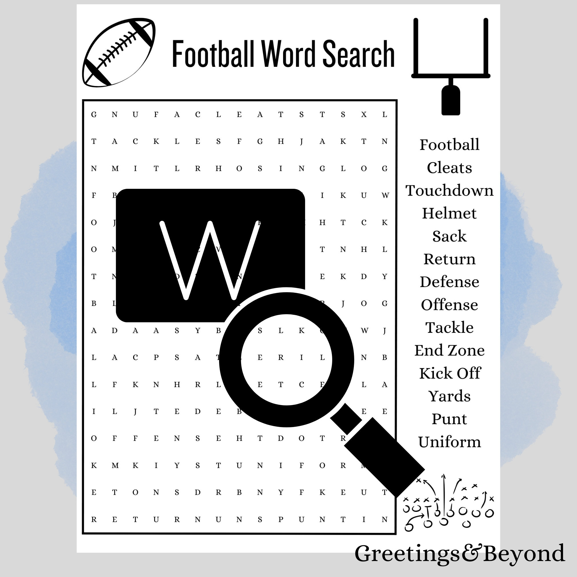 Football Word Search: Printable Puzzle Game (PDF) - Etsy