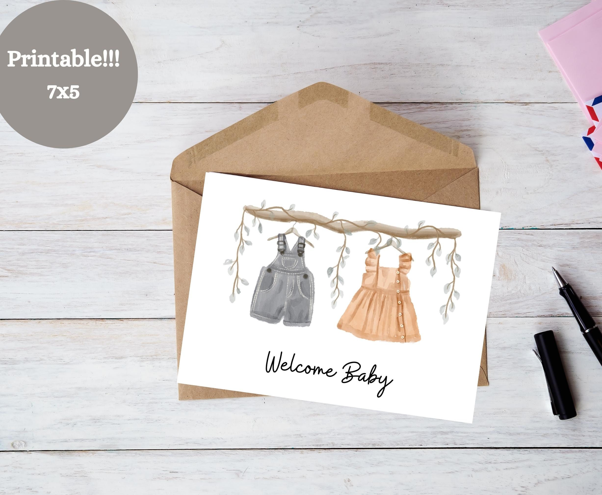 Welcome Baby Shower Neutral Greeting Card L Digital Download L 7x5 L ...