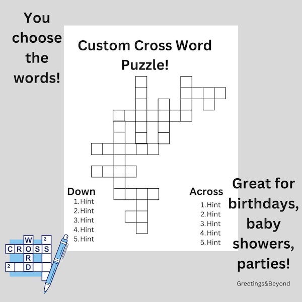 Custom Crossword Puzzle - Etsy
