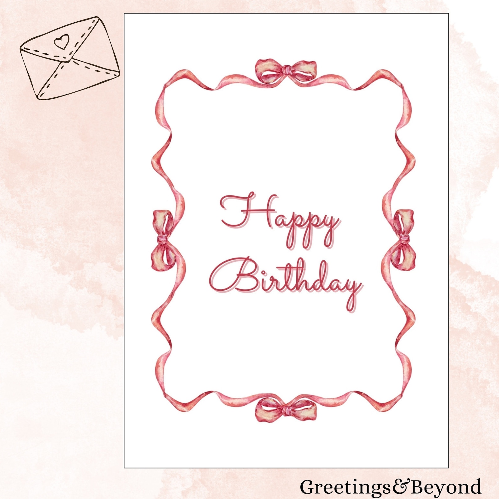 Pink Bow Birthday Card: Printable 5x7 Blank Card (digital Download) - Etsy