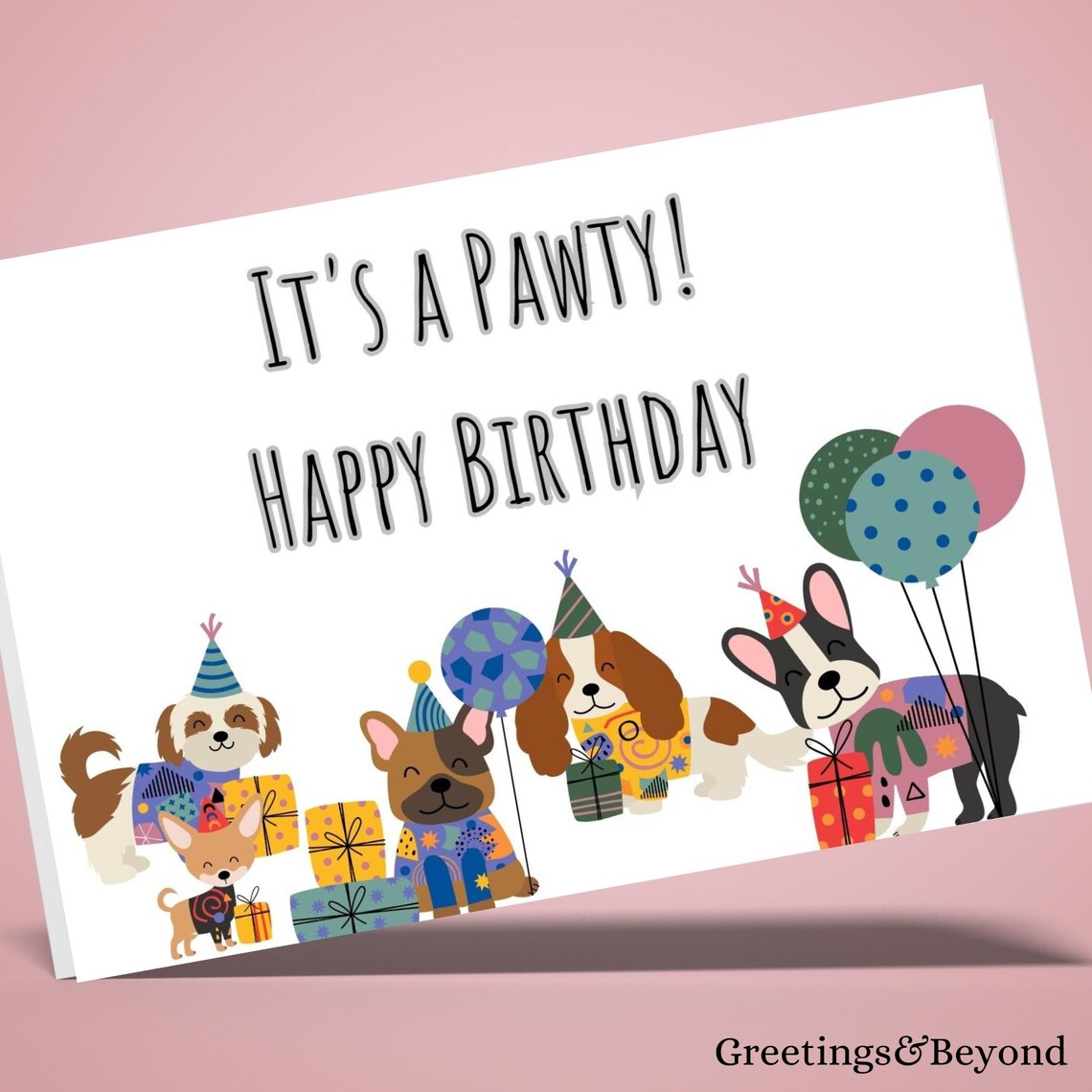 Dogs Birthday Card: Printable 7x5 Blank Card (digital Download) - Etsy