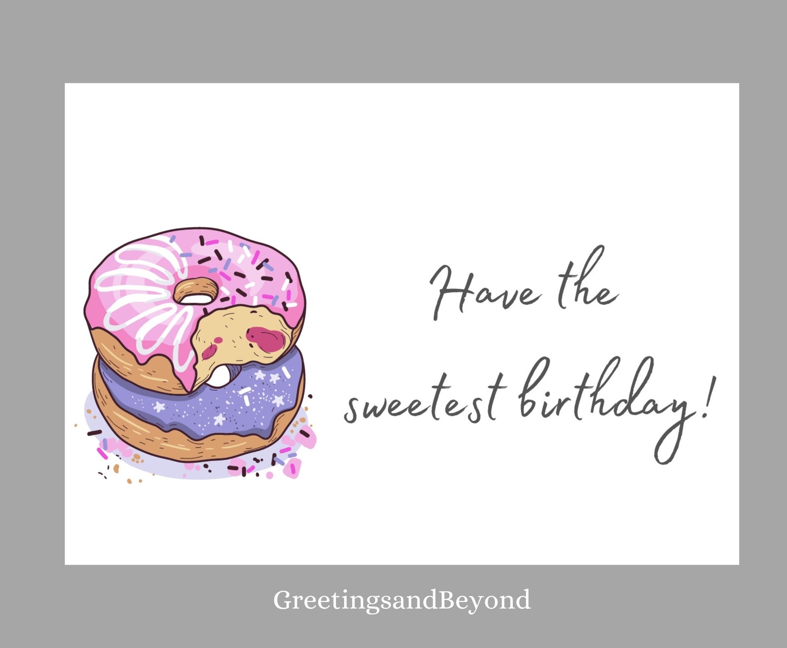Printable Pink & Purple Donut Birthday Card L Digital Download L 7x5 L ...