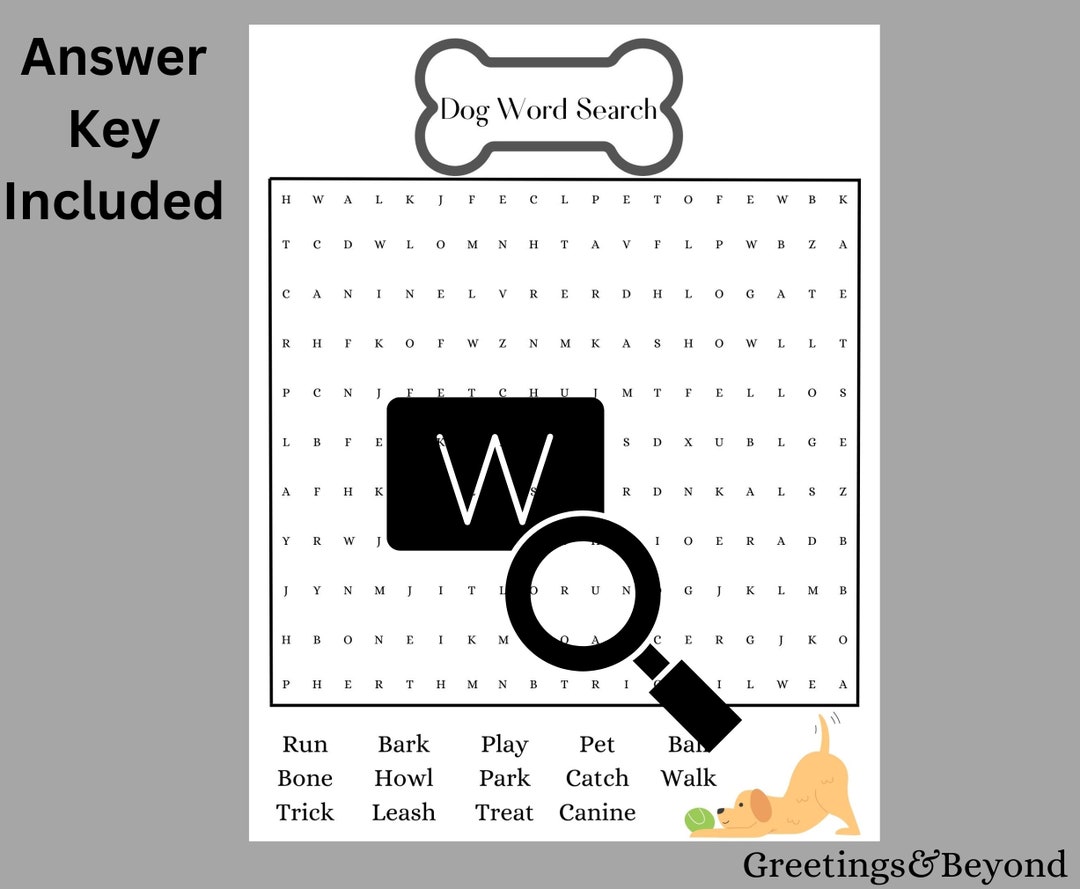 Dog Word Search, Printable PDF, Word Search With Answer Key - Etsy