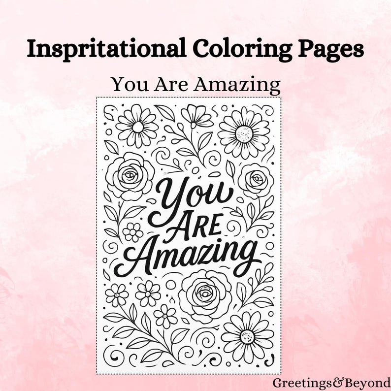 Printable Inspirational Coloring Pages Bundle, Floral Designs With ...