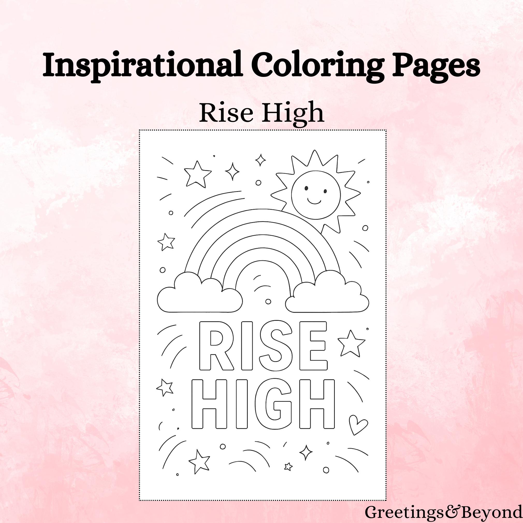 Rainbow Coloring Pages: Inspirational Quotes, Stars Design (PDF ...