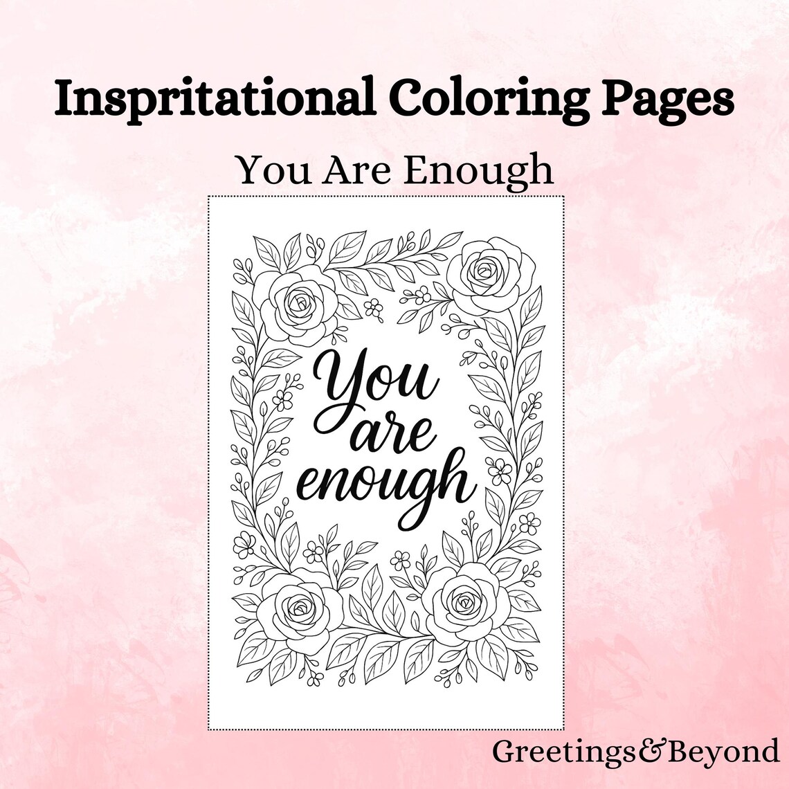 Printable Inspirational Coloring Pages Bundle, Floral Designs With ...