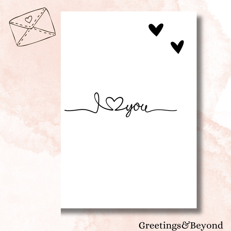 I Love You Greeting Card, Printable Digital Download Card, 5x7 Size ...