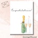 Congratulations Champagne Toast Card, Digital Download Card, 5x7 Size ...
