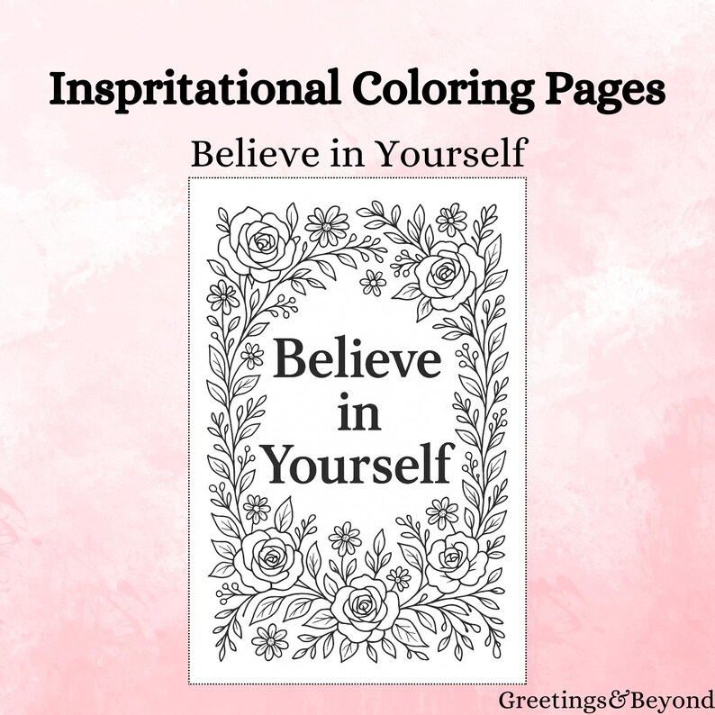 Printable Inspirational Coloring Pages Bundle, Floral Designs With ...