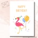 Pink Flamingo Birthday Card: Printable 5x7 Digital Download - Etsy Canada