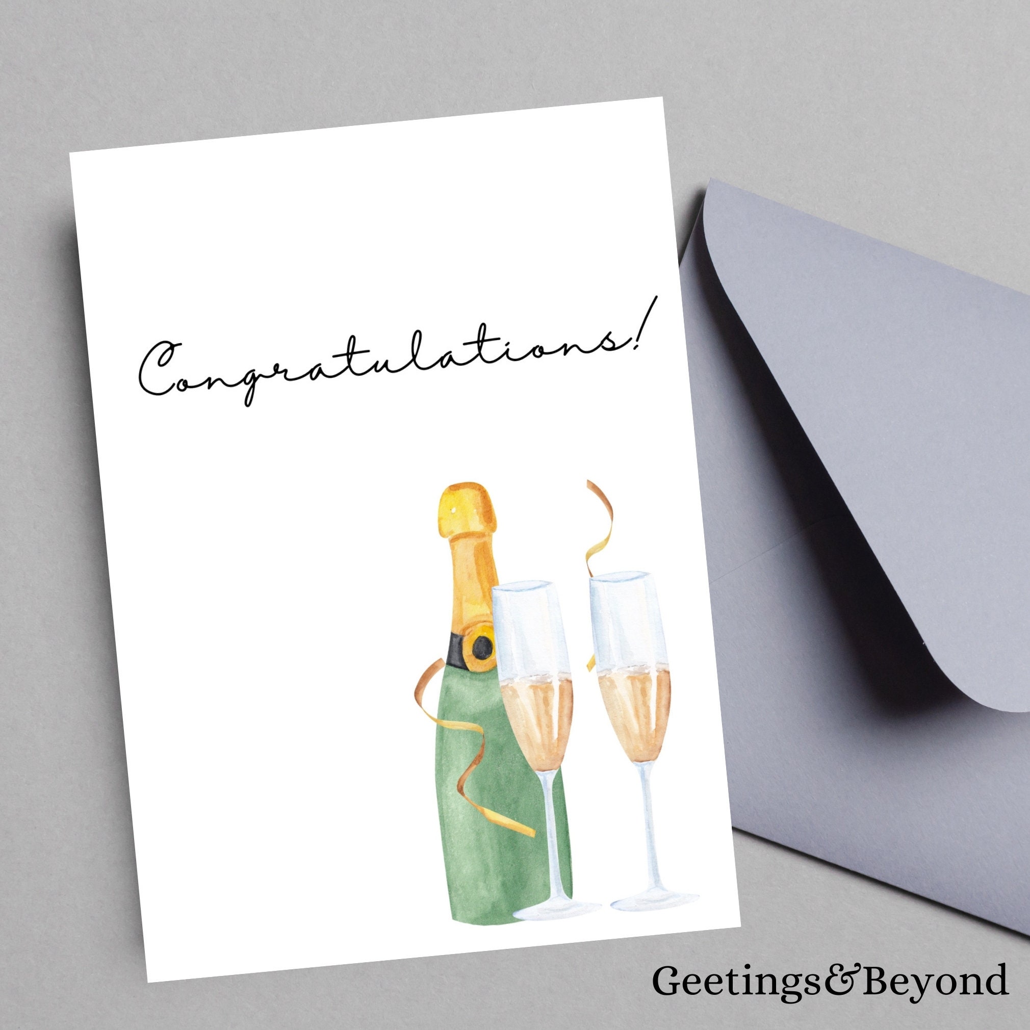 Congratulations Champagne Toast Card, Digital Download Card, 5x7 Size ...