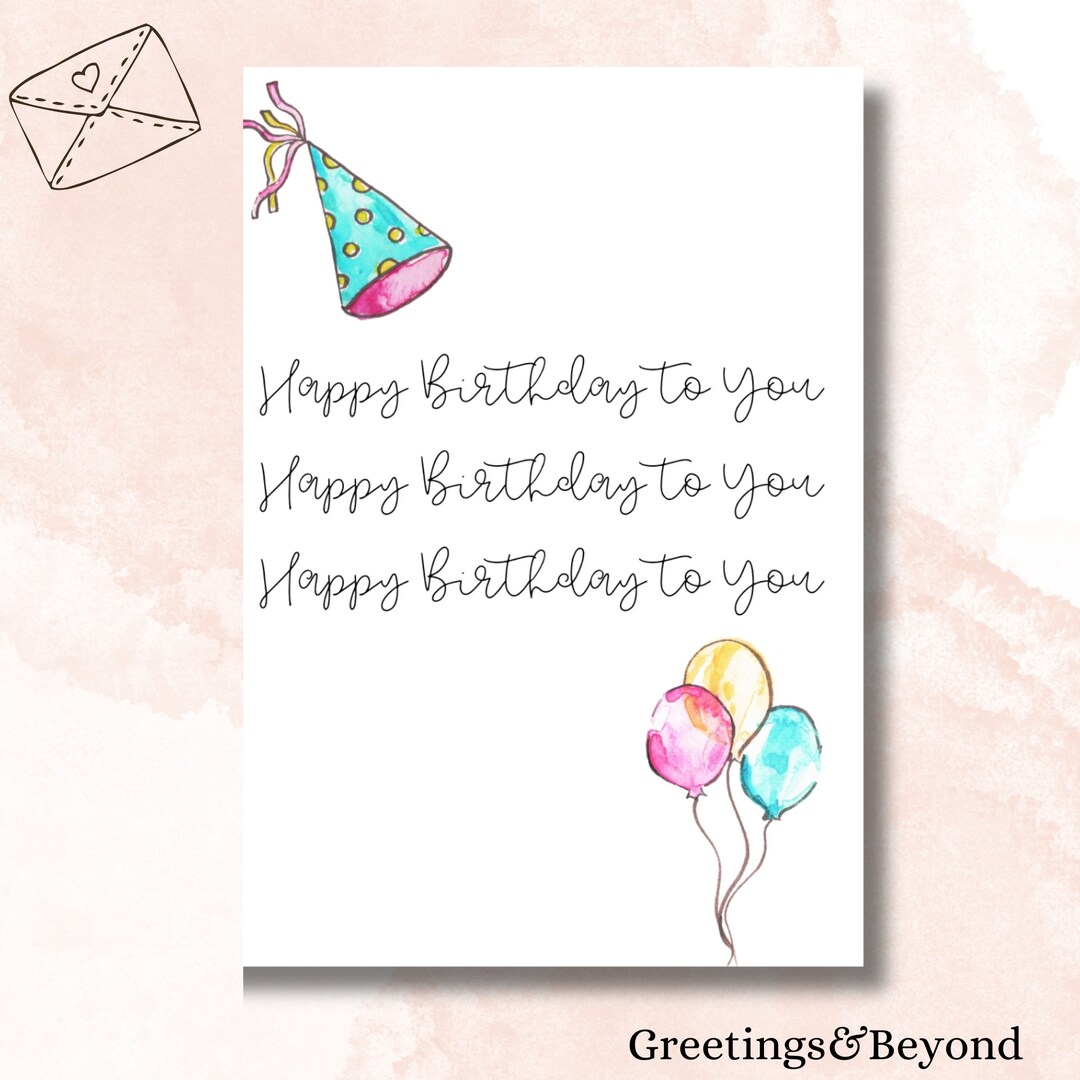 Printable Happy Birthday to You Birthday Card L 5x7 L Digital Download ...