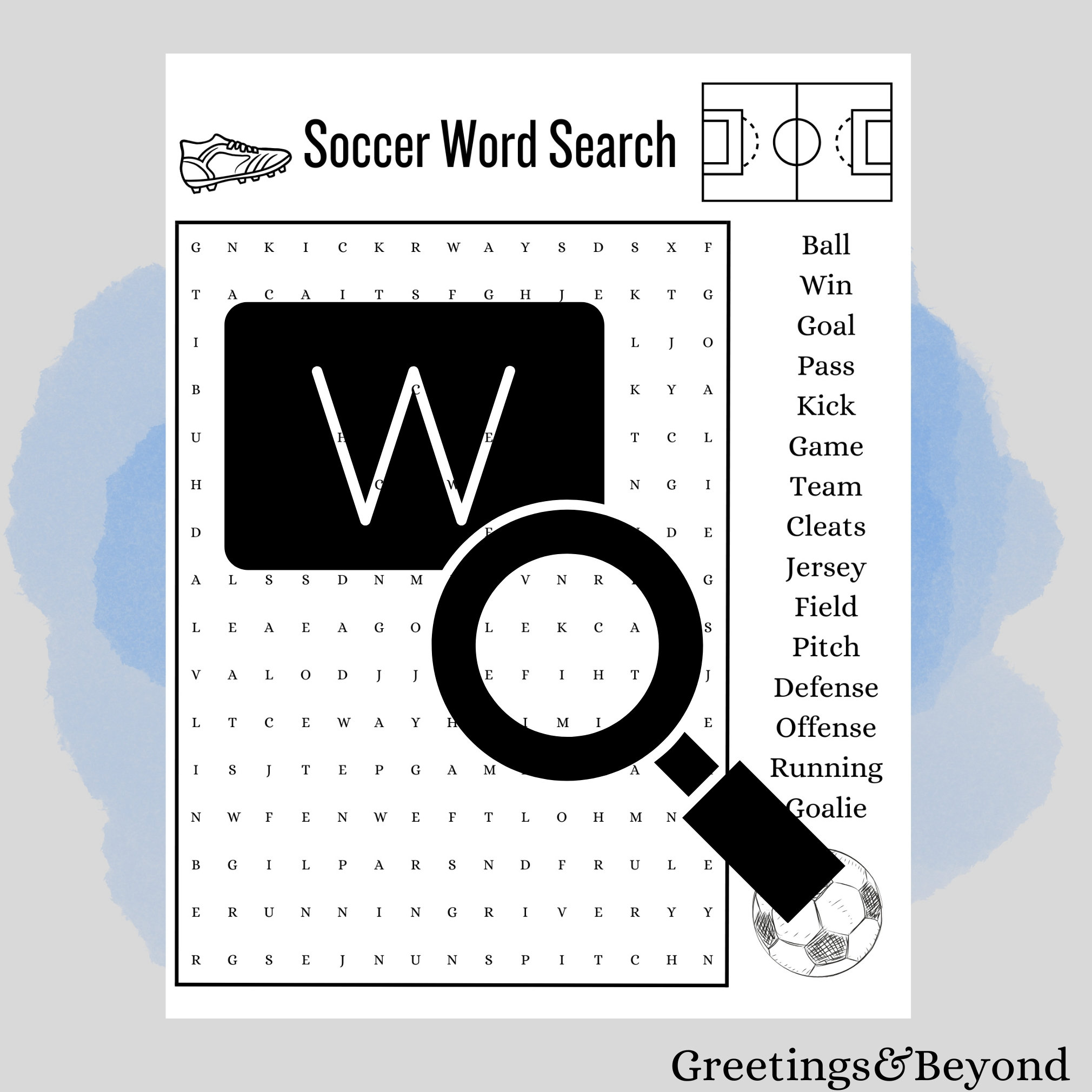 Soccer Word Search Puzzle With Answer Key (digital Download) - Etsy