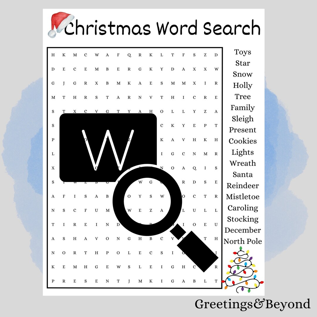 Christmas Word Search, Printable Digital Download Letter Size, Family ...