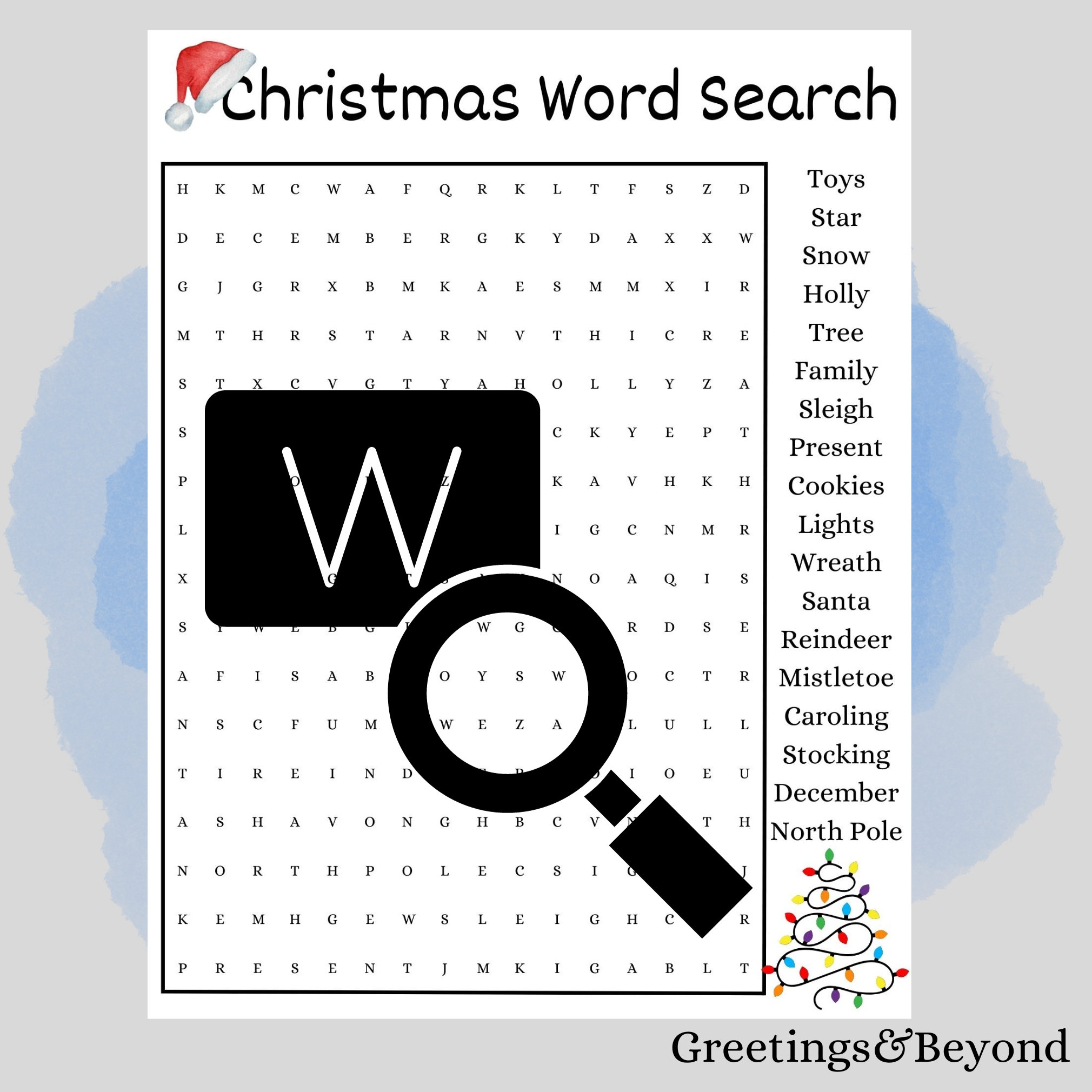 Christmas Word Search, Printable Digital Download Letter Size, Family ...