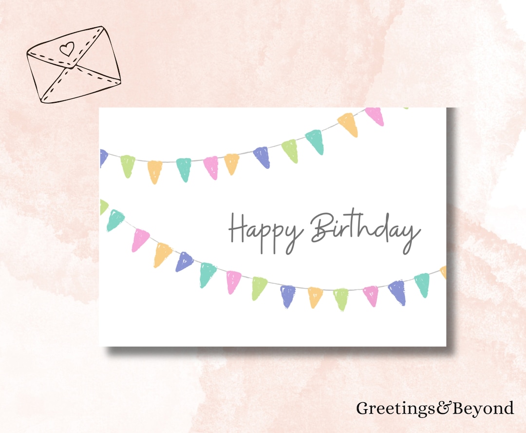Simple Birthday Card, Printable Digital Download Card, PDF, 7x5 Size ...