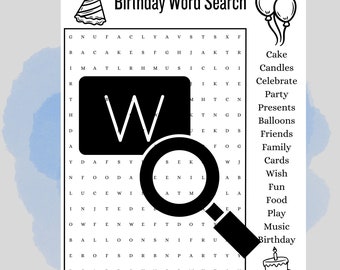 Birthday Word Search Puzzle: Printable Party Game (PDF) - Etsy