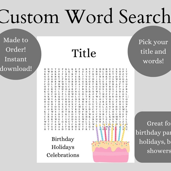 Custom Word Search - Etsy