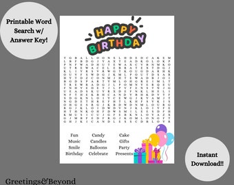 Printable Birthday Word Search Puzzle Coloring Page for Kids and Adults ...