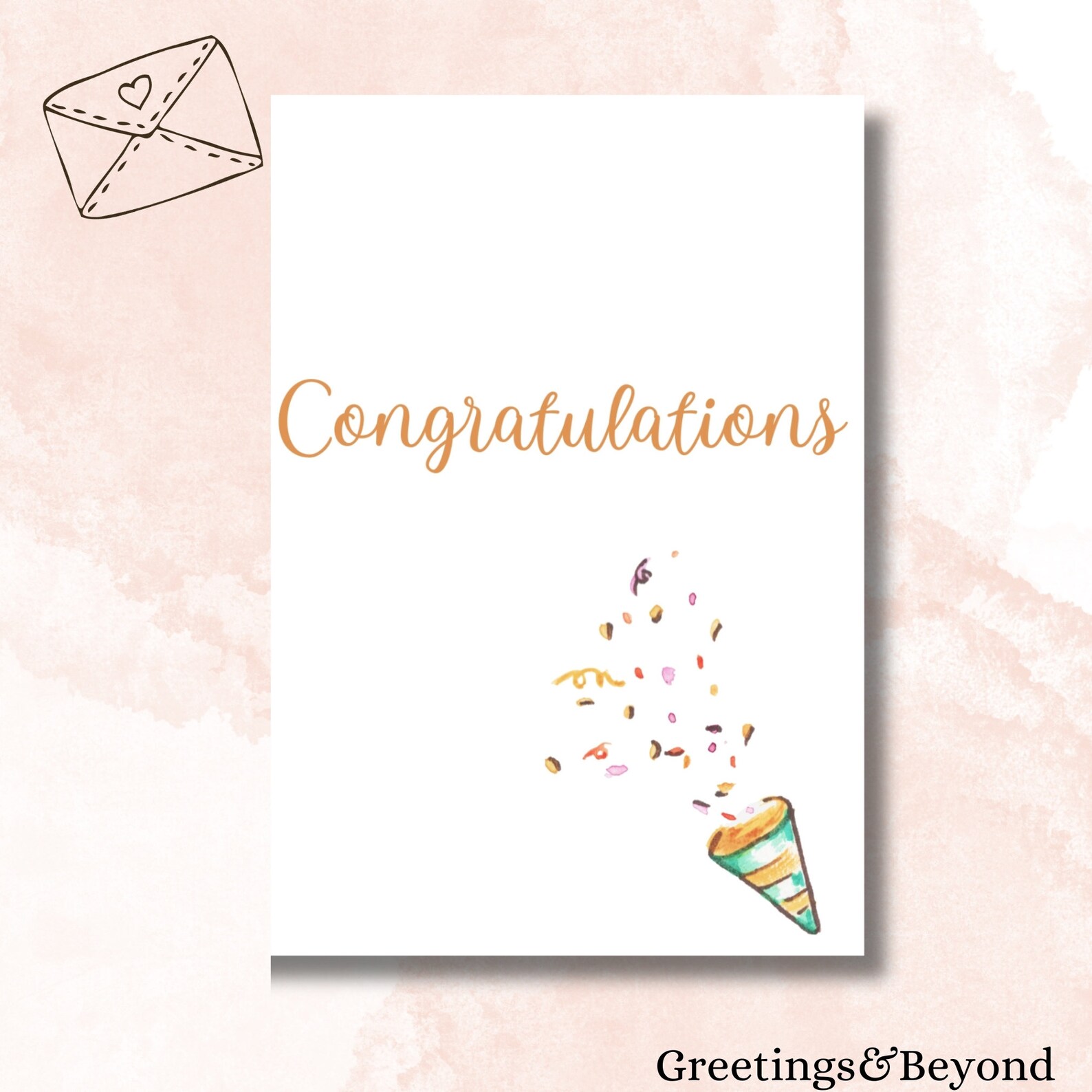 Congratulations Card W/ Confetti, Printable Digital Download Card, 5x7 ...
