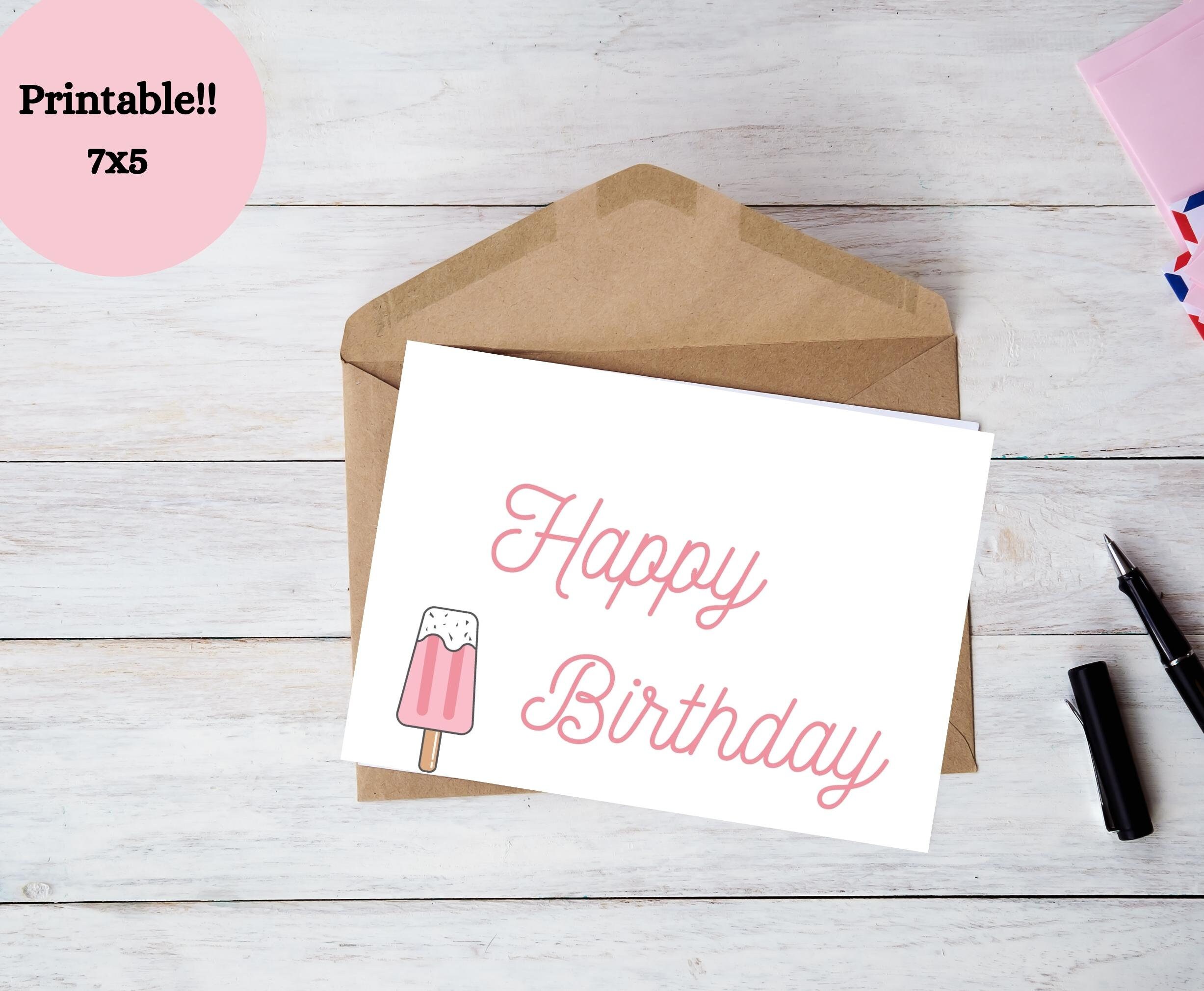 Popsicle Birthday Card, Printable Digital Download Card, 7x5 Size Card ...