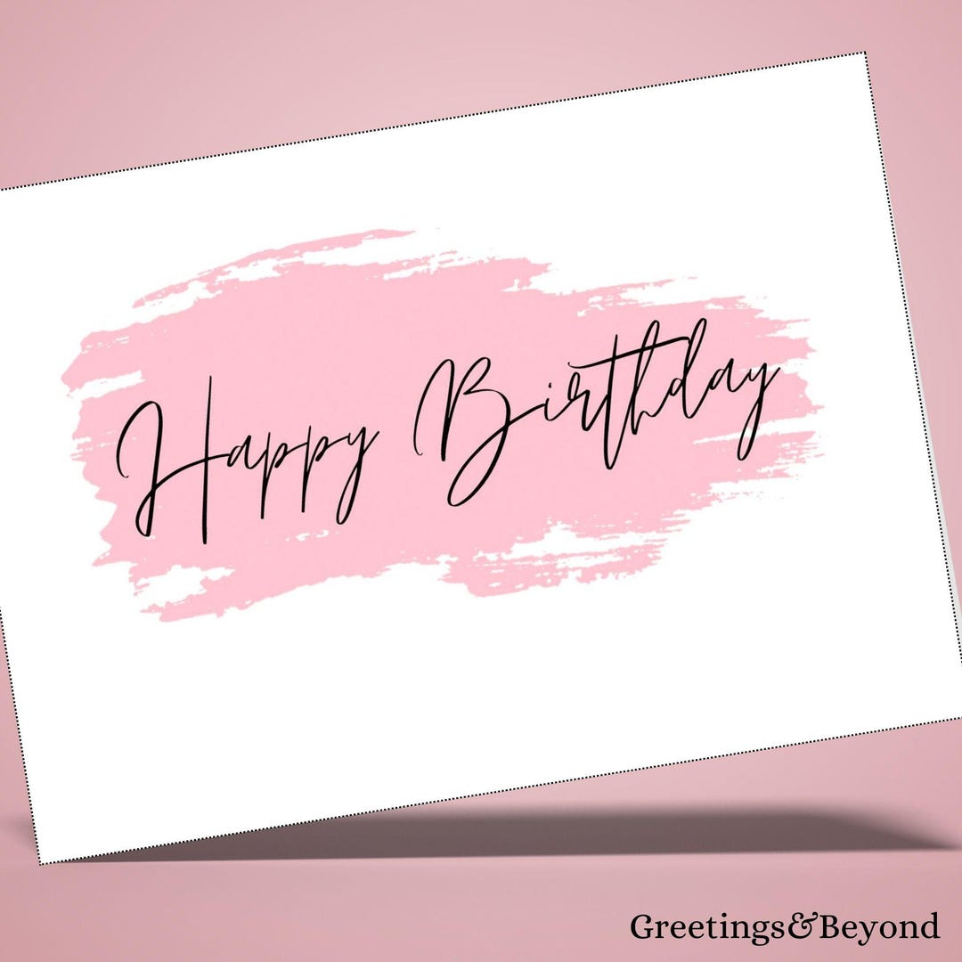 Simple Pink Birthday Card, 5x7 Size Card, Printable Digital Download ...