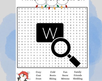 Winter Word Search Puzzle With Answer Sheet Seasonal Puzzles Family ...