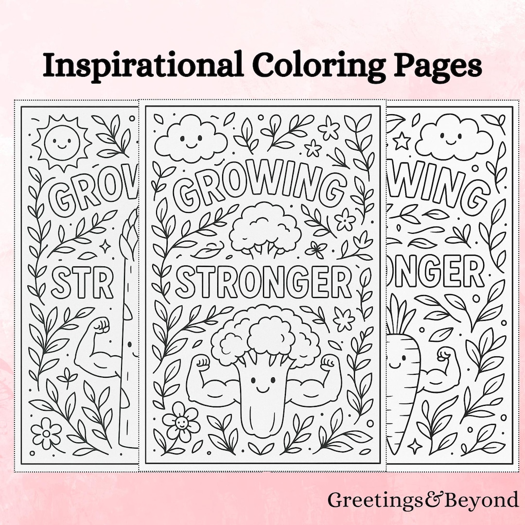 Printable Inspirational Vegetable Coloring Pages Bundle, Growing ...