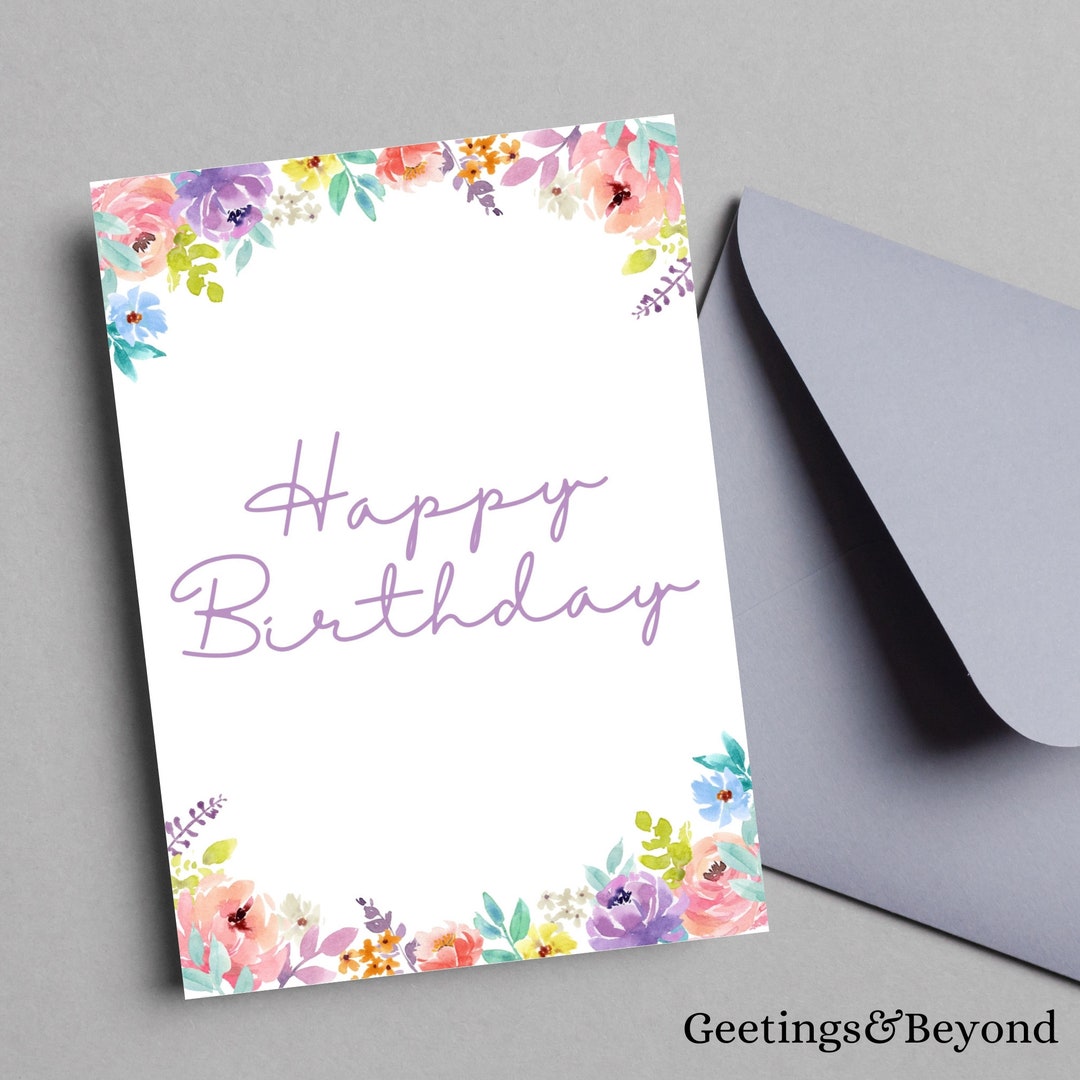 Colorful Floral Birthday Card: Printable PDF Greeting Card (5x7 Digital ...