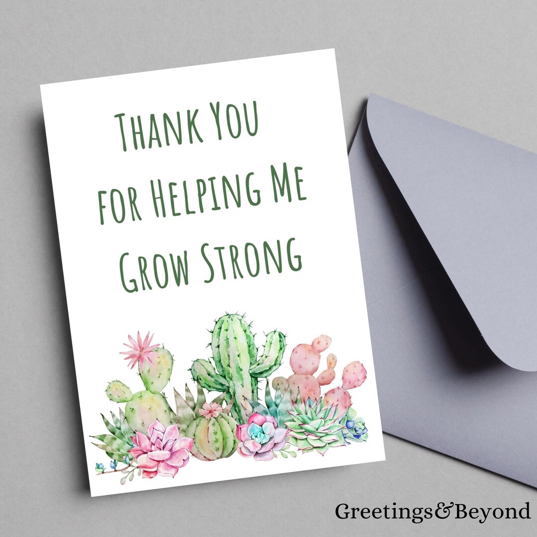 Thank You Cactus Card, Printable Digital Download Card, 5x7 Size Card ...