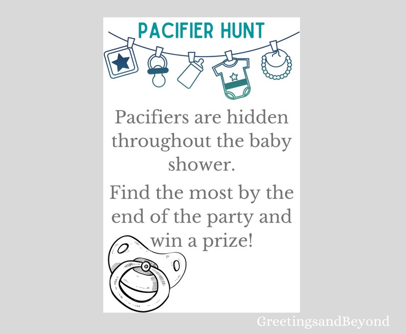 Baby Shower Game: Pacifier Hunt & Candy Count (printable PDF) - Etsy