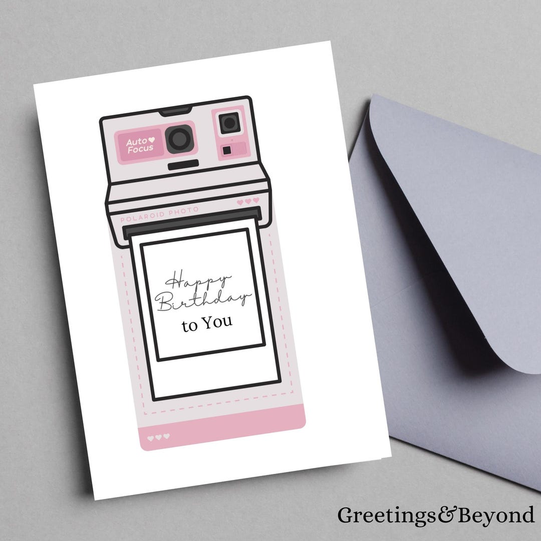 Pink Happy Birthday Card: Printable 5x7 Blank Card (digital Download ...