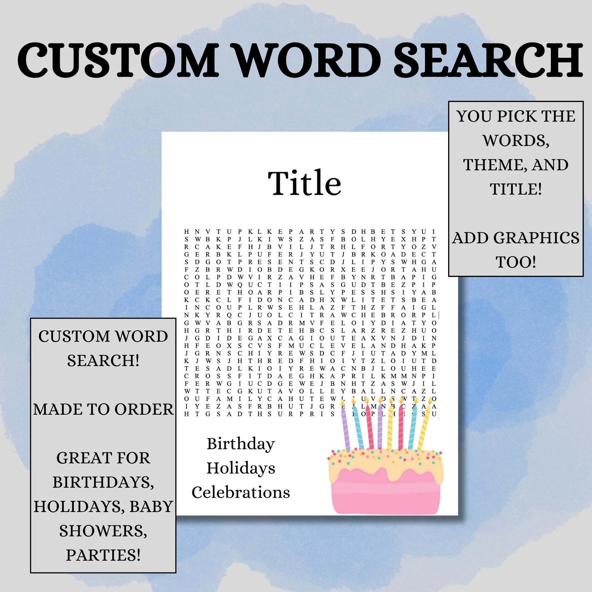 Custom Word Search L Instant Download L Printable PDF - Etsy