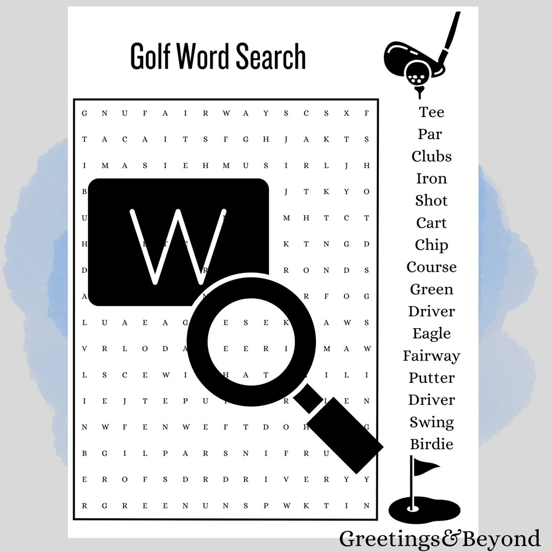 Golf Word Search, Printable Digital Download, Answer Key Included ...