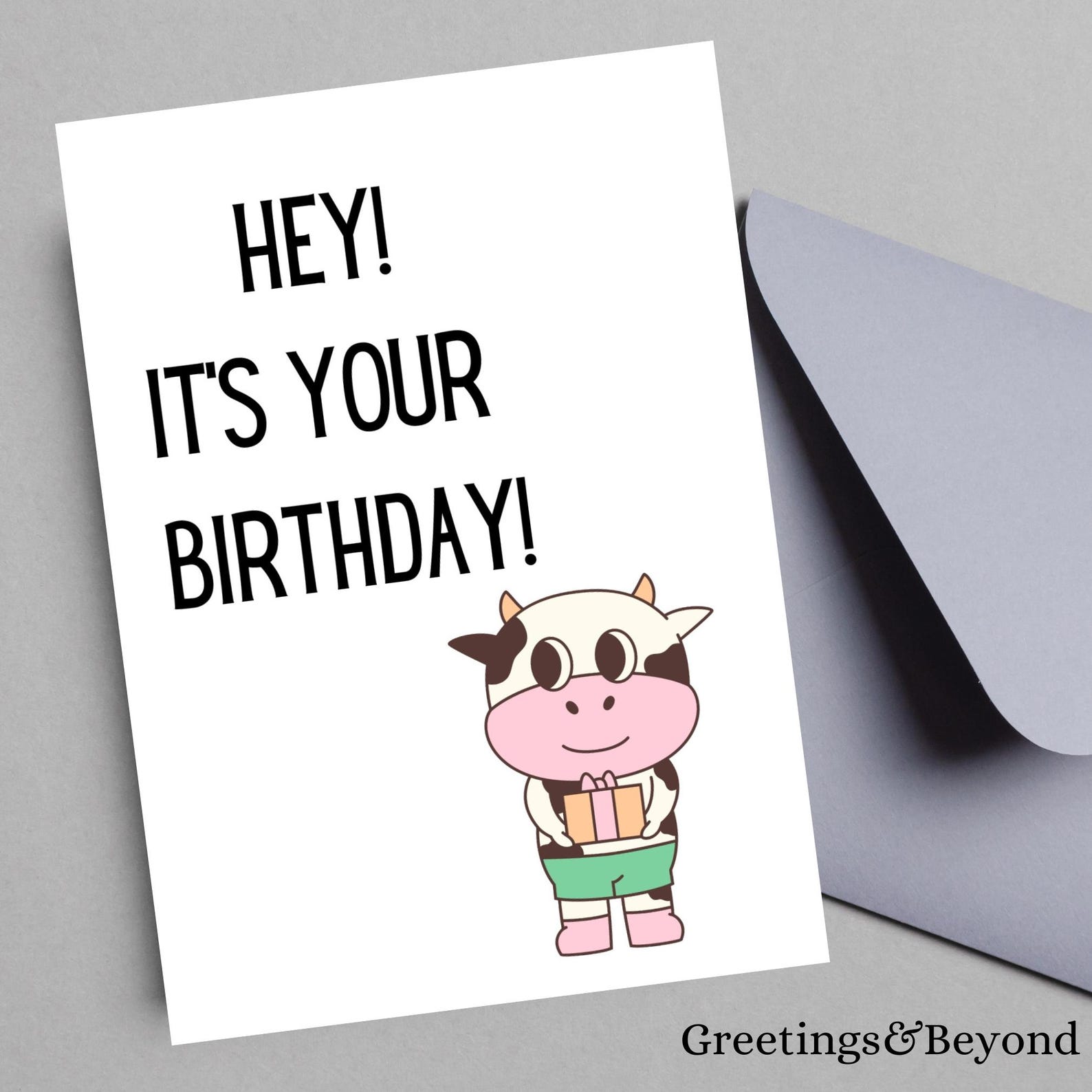 Printable Cow Birthday Card: 5x7 Blank Inside (digital Download) - Etsy