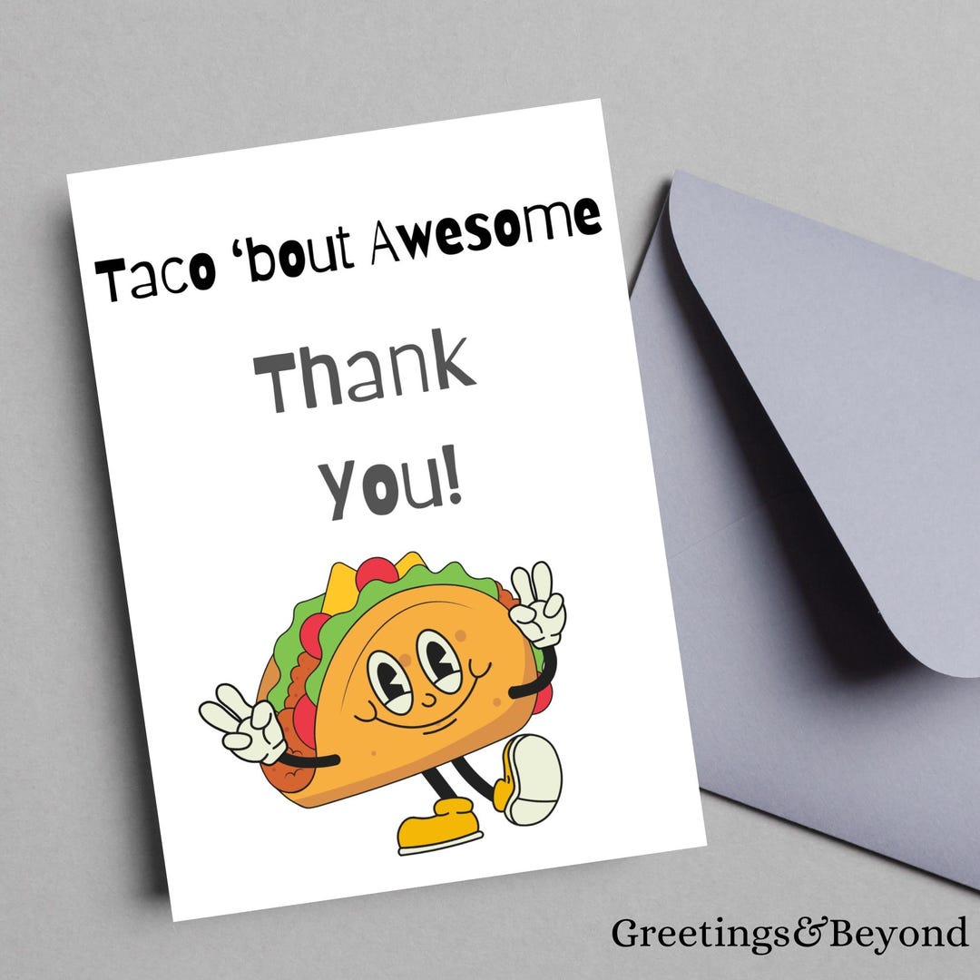 Taco Thank You Card: Fiesta Theme, Printable 5x7 (instant Download) - Etsy