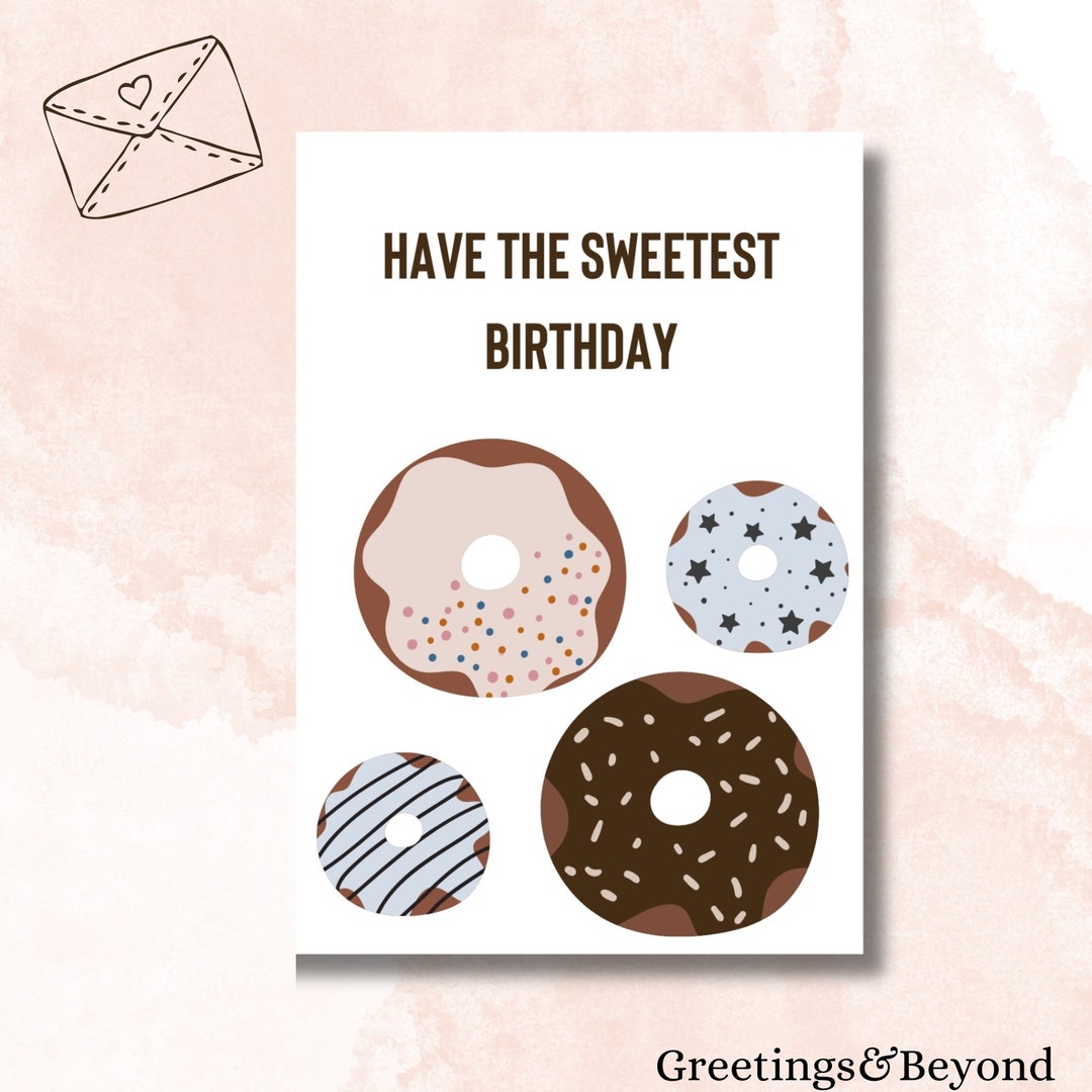 Printable Donut Birthday Card L Digital Download L 5x7 L Blank Card - Etsy