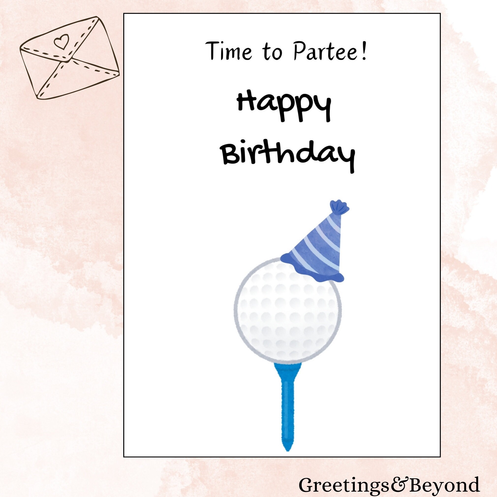 Golf Partee Happy Birthday Card, Printable Digital Download Card, 5x7 ...