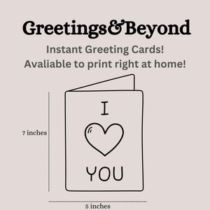 Printable Hearts Birthday Card: 5x7 Blank Inside (digital Download, PDF ...