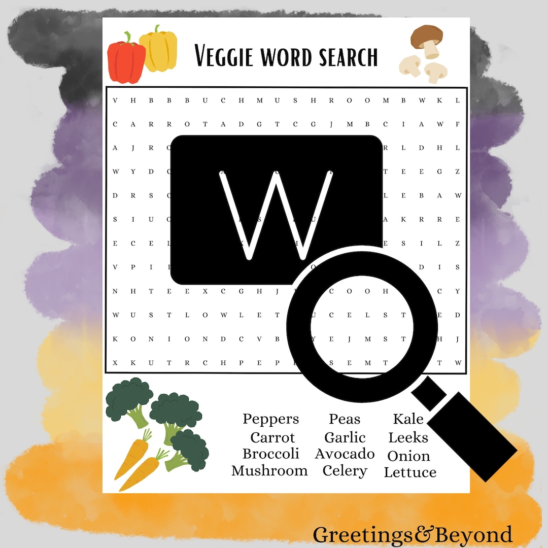 Vegetable Word Search With Answer Key, Printable Digital Download ...